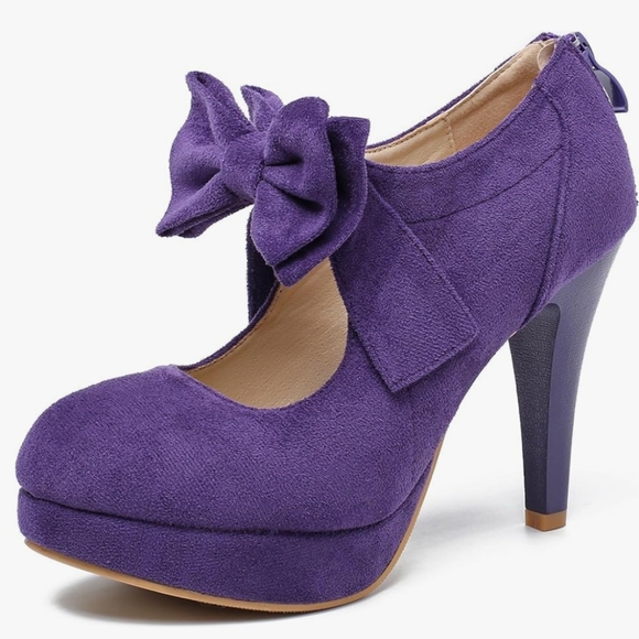 Fereshte | Shoes | Womens Bow Heels Mary Jane High Heel Closed Toe ...
